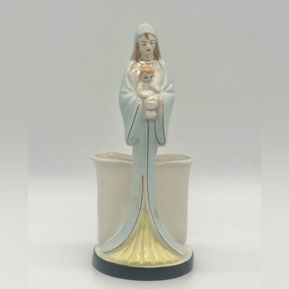 Source Unknown | Art | Virgin Mary Baby Jesus Ceramic Holy Water Font ...